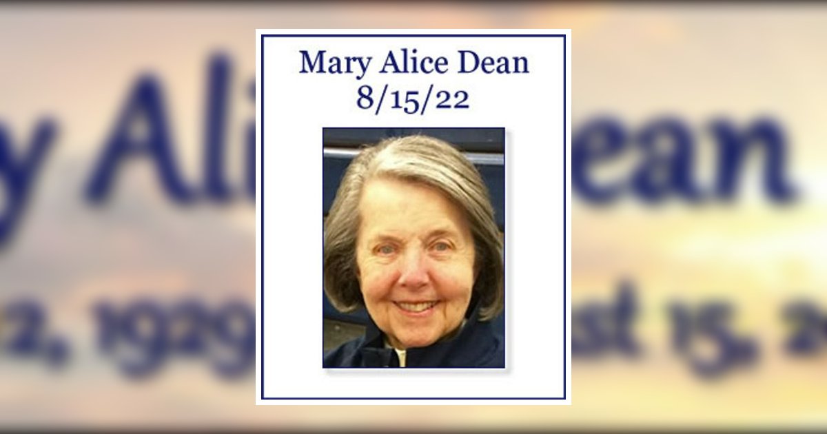 Mary Alice Dean Obituary August 15, 2022 - Loutzenhiser Funeral Homes ...