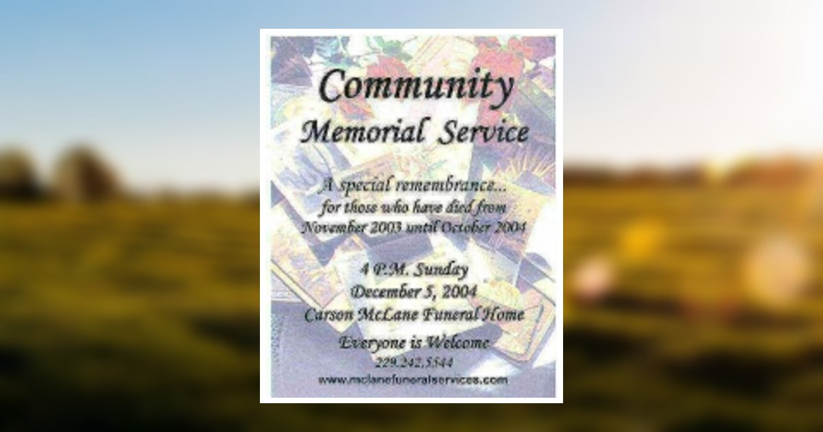 Mclane'S Annual Memorial Services Obituary - McLane Funeral & Cremation Services